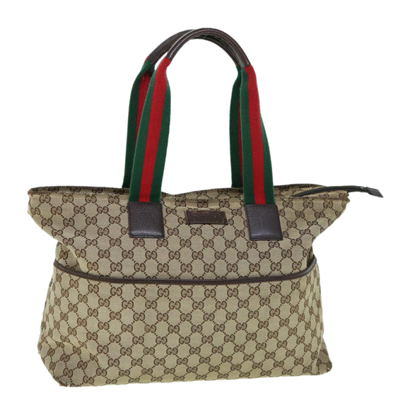 Gucci | Bags | Gucci Gg Canvas Web Sherry Line Mothers Bag Tote Bag Beige Red 55524 Auth Tb937 ...